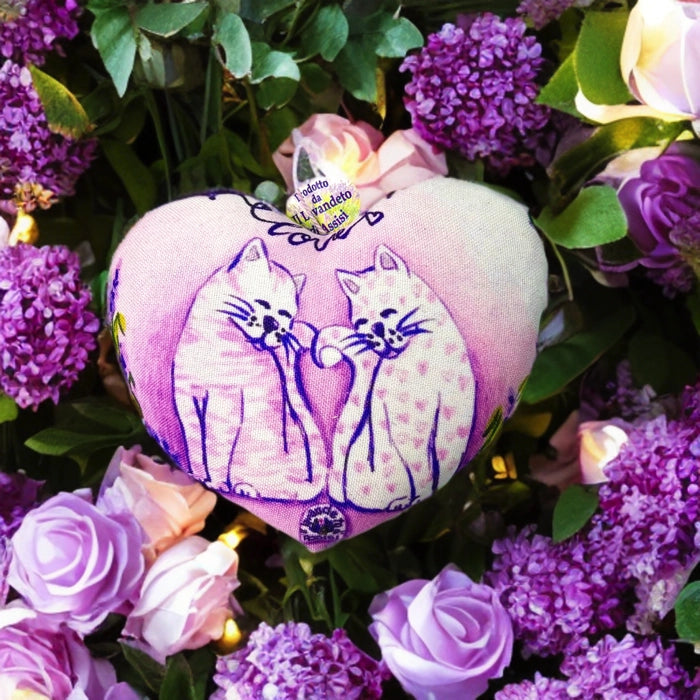 Idee Regalo San Valentino – Cuore alla Lavanda con Gatti Innamorati ...